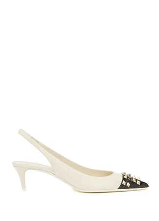Valentino Garavani Kadın Beyaz Troklu Deri Topuklu Ayakkabı 36 EU