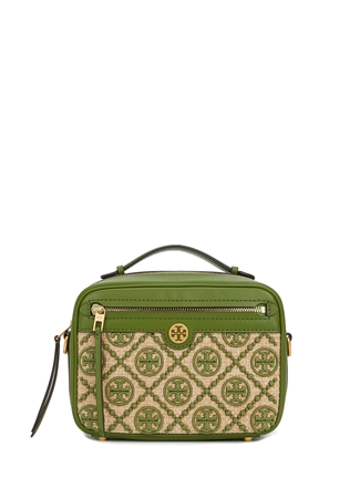 Tory Burch Kadın Yeşil Bej Logo Jakarlı Omuz Çantası EU Tory Burch Kadın Yeşil Bej Logo Jakarlı Omuz Çantası EU
