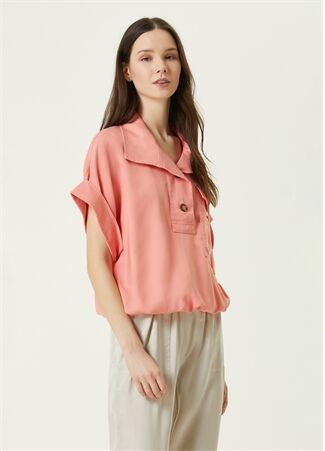 Network Kadın Somon Gömlek Yaka Bluz Pembe XS EU