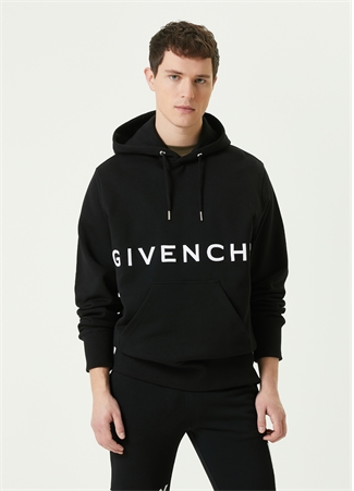 Givenchy Erkek Siyah Beyaz Kapüşonlu Logolu Sweatshirt S EU Givenchy Erkek Siyah Beyaz Kapüşonlu Logolu Sweatshirt S EU