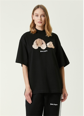Palm Angels Kadın Teddy Bear Siyah Baskılı T-shirt S EU Palm Angels Kadın Teddy Bear Siyah Baskılı T-shirt S EU