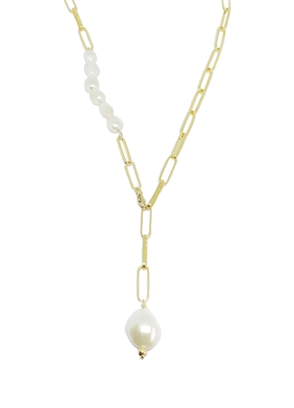 Linya Jewellery Kadın Bety İncili Zincir Formlu Gümüş Rengi Kolye EU Linya Jewellery Kadın Bety İncili Zincir Formlu Gümüş Rengi Kolye EU