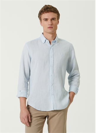Beymen Club Erkek Comfort Fit Mavi Keten Gömlek S EU