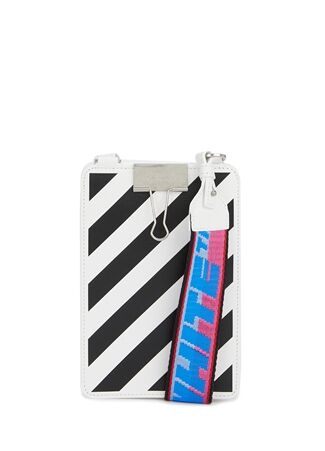 Off-White Kadın Siyah Beyaz Çizgili Deri Omuz Çantası EU