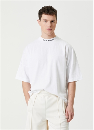 Palm Angels Erkek Beyaz Logo Detaylı T-shirt S EU Palm Angels Erkek Beyaz Logo Detaylı T-shirt S EU