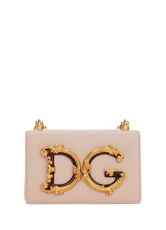Dolce&Gabbana Kadın DG Girls Altın Rengi Deri Omuz Çantası Pembe EU Dolce&Gabbana Kadın DG Girls Altın Rengi Deri Omuz Çantası Pembe EU