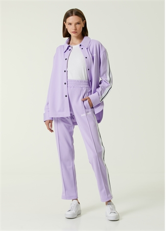 Palm Angels Kadın Lila Şerit Detaylı Pantolon Mor M EU