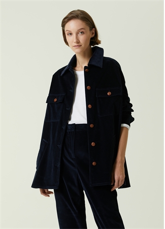 Beymen Collection Kadın Lacivert Kadife Dış Gömlek 36 Beymen Collection Kadın Lacivert Kadife Dış Gömlek 36