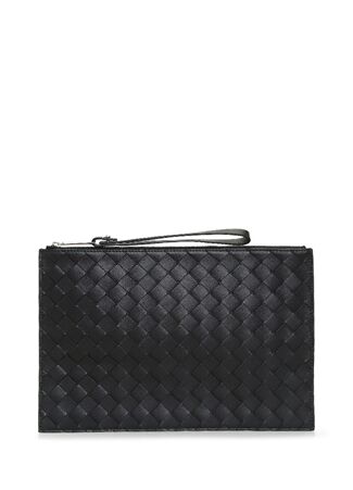 Bottega Veneta Erkek Siyah Örgü Dokulu Deri El Portföyü EU