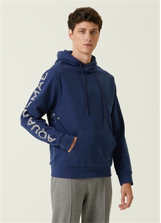 Aqua Nomad Erkek Lacivert Kapüşonlu Logo Baskılı Sweatshirt XS EU Aqua Nomad Erkek Lacivert Kapüşonlu Logo Baskılı Sweatshirt XS EU