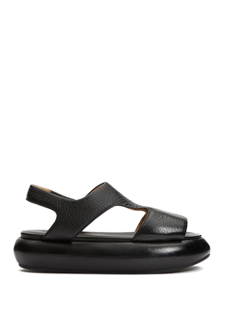 Marsell Kadın Siyah Geometrik Bantlı Deri Sandalet 36 EU