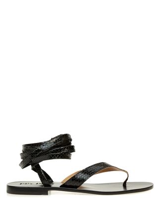 Capri Positano Sandals Kadın Siyah Deri Sandalet 36 EU