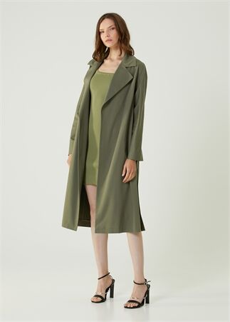 Academia Kadın Haki Kelebek Yaka Kuşaklı Pardösü 36