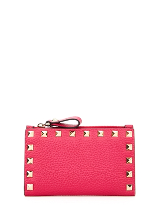 Valentino Garavani Kadın Rockstud Koyu Pembe Deri Cüzdan Eu Valentino Garavani Kadın Rockstud Koyu Pembe Deri Cüzdan Eu