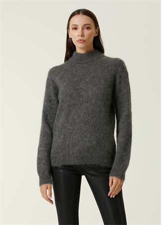 Tom Ford Kadın Gri Dik Yaka Yün Triko S EU