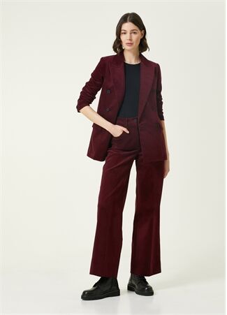 Allsaints Kadın Bordo Bol Paça Kadife Pantolon 4 Uk