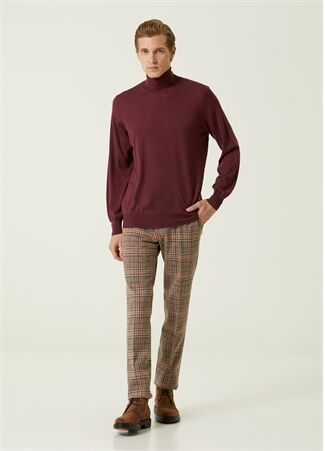 Etro Erkek Bej Mikro Kazayağı Desenli Yün Pantolon 48 IT