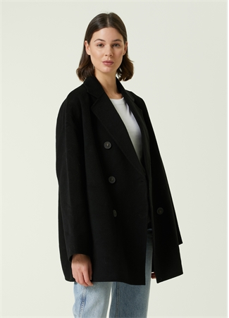 Acne Studios Kadın Siyah Kruvaze Yün Ceket 36 FR Acne Studios Kadın Siyah Kruvaze Yün Ceket 36 FR