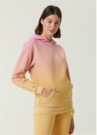 Livincool Kadın Sarı Pembe Degrade Kapüşonlu Logolu Sweatshirt XS EU Livincool Kadın Sarı Pembe Degrade Kapüşonlu Logolu Sweatshirt XS EU