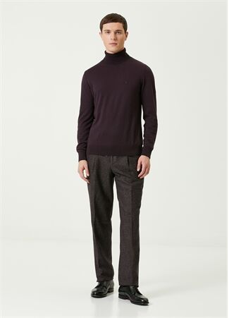 Pal Zileri Erkek Bordo Desenli Yün Pantolon 48 IT