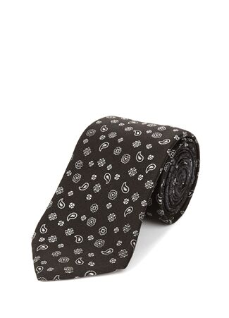 Etro Erkek Siyah Mikro Şal Desenli İpek Kravat EU