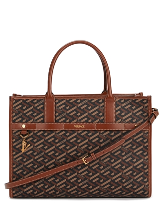 Versace Kadın La Greca Signature Kahverengi El Çantası Turuncu EU