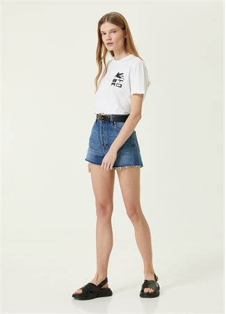 Etro Kadın Mavi Yüksek Bel Jean Şort 26 US