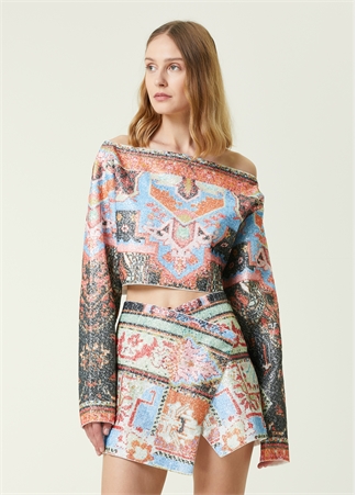 Balmain Kadın Düşük Omuzlu İşlemeli Desenli Crop Bluz 38 FR Balmain Kadın Düşük Omuzlu İşlemeli Desenli Crop Bluz 38 FR