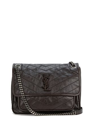 Kadın Niki Medium Kahverengi Deri Omuz Çantası EU