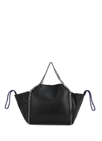 Stella McCartney Kadın Siyah Parlak Dokulu Omuz Çantası EU