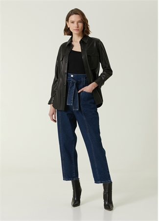 Muse For All Kadın Audrey Koyu Mavi Kuşaklı Jean Pantolon 38 EU