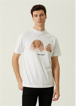 Palm Angels Erkek Beyaz Ayıcık Baskılı Logolu T-shirt S EU Palm Angels Erkek Beyaz Ayıcık Baskılı Logolu T-shirt S EU