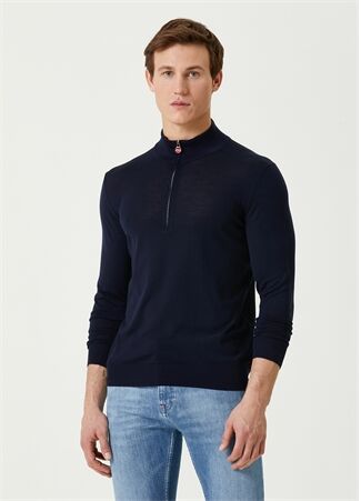 Kiton Erkek Lacivert Yakası Fermuarlı Yün Kazak L EU Kiton Erkek Lacivert Yakası Fermuarlı Yün Kazak L EU