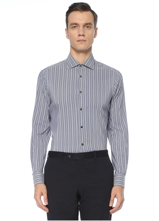 Pal Zileri Erkek Mavi Çizgili Gömlek 42 IT