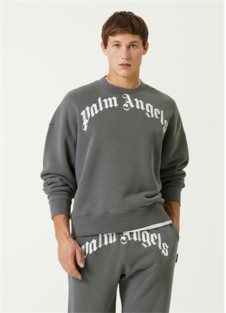 Palm Angels Erkek Antrasit Logo Baskılı Sweatshirt Gri S EU Palm Angels Erkek Antrasit Logo Baskılı Sweatshirt Gri S EU
