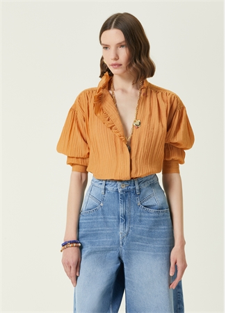 Isabel Marant Kadın Turuncu Dik Yaka Fırfırlı Bluz 36 Fr Isabel Marant Kadın Turuncu Dik Yaka Fırfırlı Bluz 36 Fr