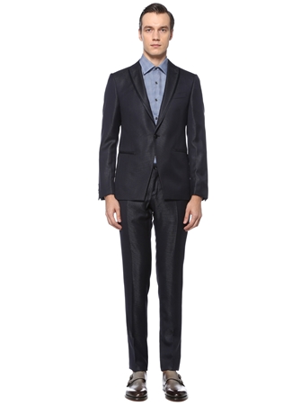 Palzileri Lab Erkek Lacivert Parlak Dokulu Yün Takım Elbise 48 IT Palzileri Lab Erkek Lacivert Parlak Dokulu Yün Takım Elbise 48 IT