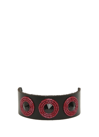 Beadberry Kadın Kırmızı Siyah Boncuklu Deri Bileklik EU Beadberry Kadın Kırmızı Siyah Boncuklu Deri Bileklik EU