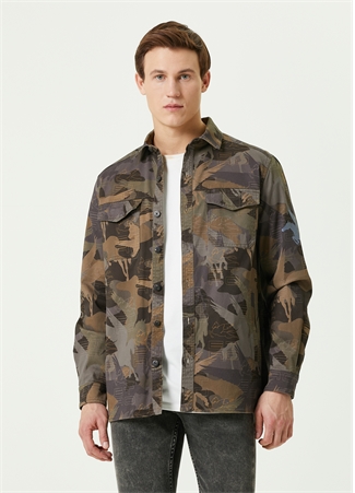 Etro Erkek Haki Kamuflaj Desenli Dış Gömlek S EU Etro Erkek Haki Kamuflaj Desenli Dış Gömlek S EU