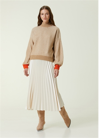 Beymen Club Kadın Ekru Pilili Midi Saten Etek Bej 34 Beymen Club Kadın Ekru Pilili Midi Saten Etek Bej 34