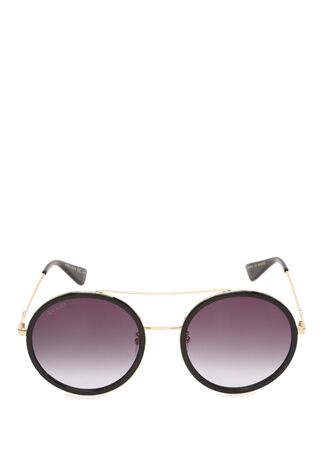 Gucci Kadın Siyah Gold Yuvarlak Güneş Gözlüğü Altın Rengi 56 EU Gucci Kadın Siyah Gold Yuvarlak Güneş Gözlüğü Altın Rengi 56 EU