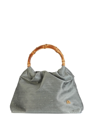 Jimba Kadın Juliette Gri Bambu Saplı İpek Omuz Çantası Eu Jimba Kadın Juliette Gri Bambu Saplı İpek Omuz Çantası Eu