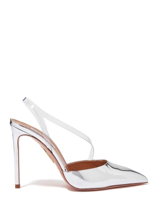 Aquazzura Kadın Silver Deri Topuklu Ayakkabı Gri 36 EU