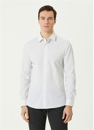 Palzileri Lab Erkek Beyaz Lacivert Mikro Desenli Gömlek 4 IT