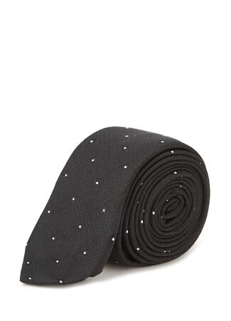 Palzileri Lab Erkek Siyah Mikro Desenli İpek Kravat EU