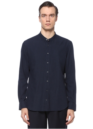 Beymen Collection Erkek Lacivert Guru Yaka Flanel Gömlek 40 IT Beymen Collection Erkek Lacivert Guru Yaka Flanel Gömlek 40 IT