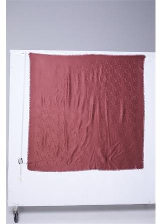 Valentino Garavani Kadın Bordo Logo Desenli İpek Şal Eu Valentino Garavani Kadın Bordo Logo Desenli İpek Şal Eu