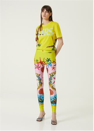 Versace Kadın Sarı Desenli Tayt 40 IT