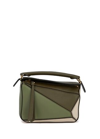 Loewe Kadın Puzzle Beyaz Yeşil Deri Çanta EU