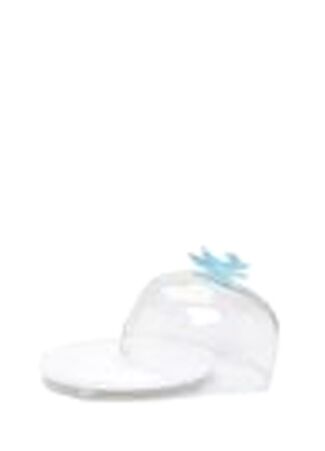 Accract Mavi Çiçek Detaylı Cam Obje